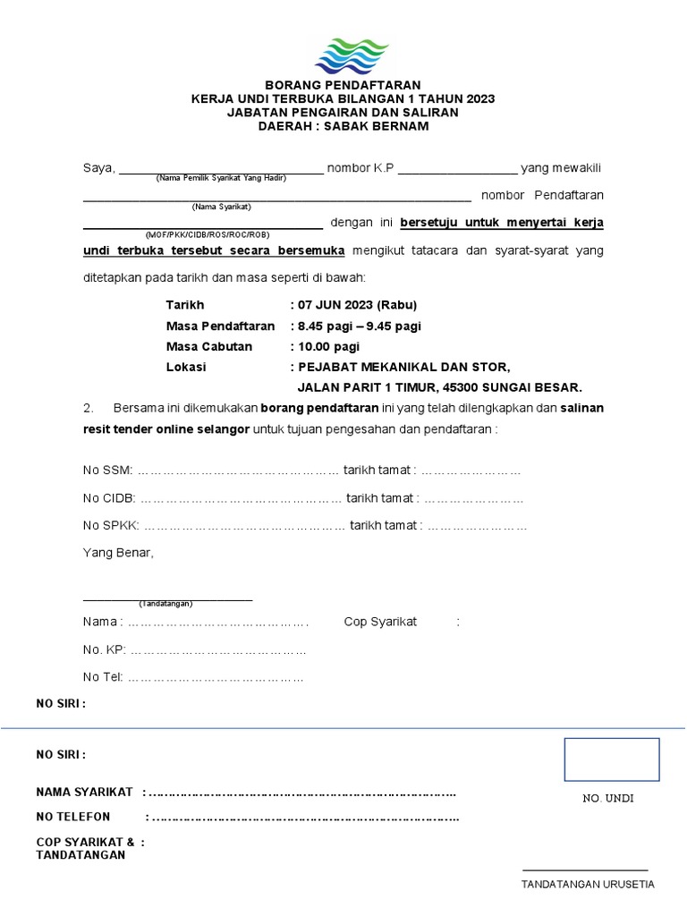 Borang Undi Bil 01 Tahun 2023 | PDF