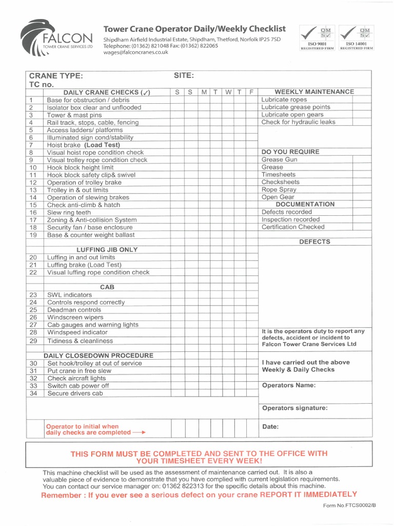 Crane Checklist | PDF