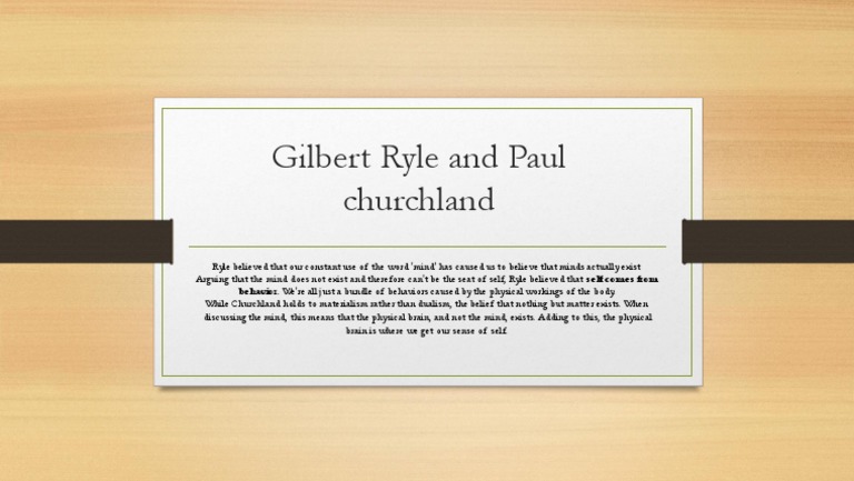 Gilbert Ryle and Paul Churchland | PDF