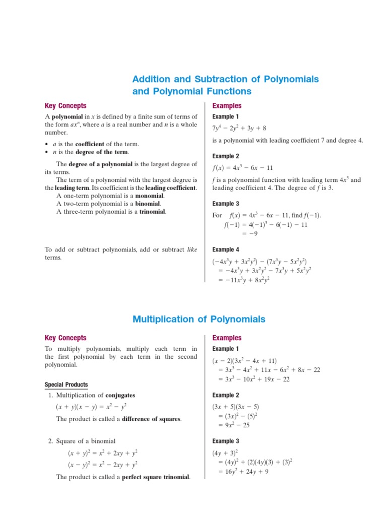 Mathematics Review Notes - Complete Polynomials Concepts - University ...