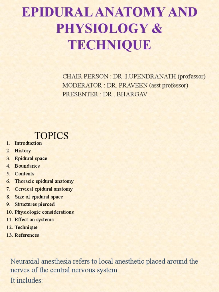 Epidural Anatomy and Technique Overview | PDF | Vertebral Column | Vertebra