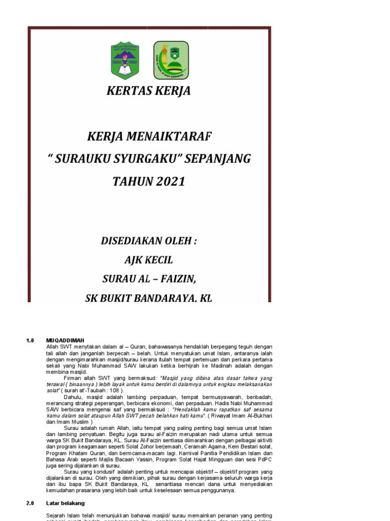 Kertas Kerja Surau | PDF