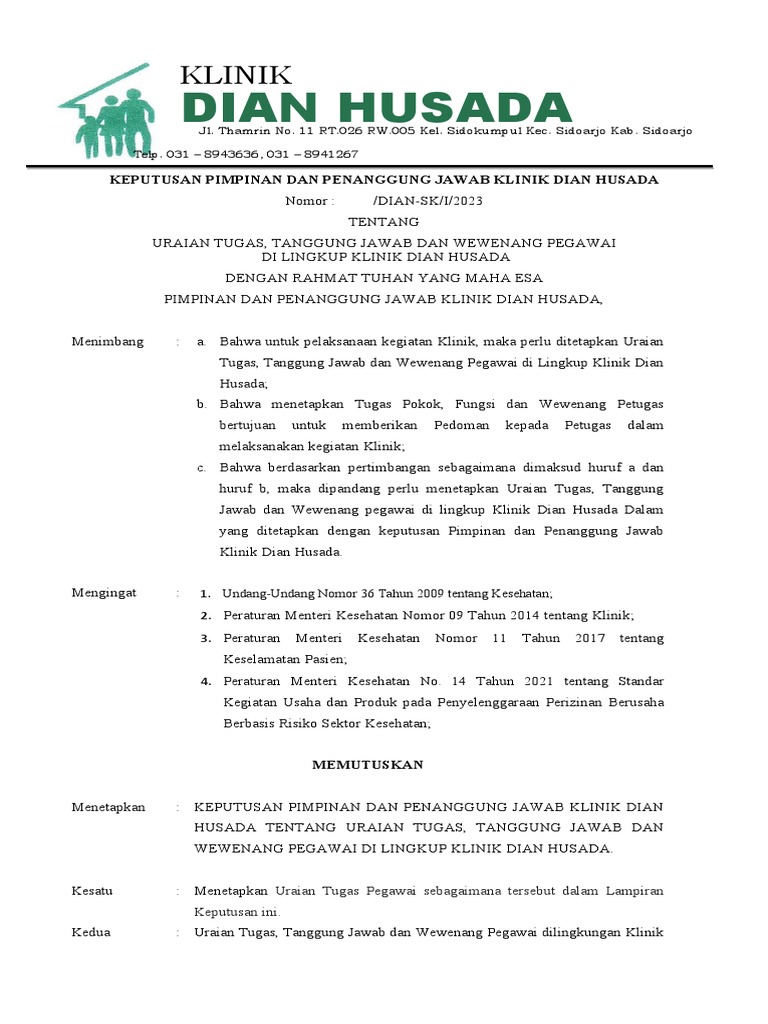 TKK 1 Ep 3 SK Uraian Tugas Tanggung Jawab Dan Wewenang | PDF