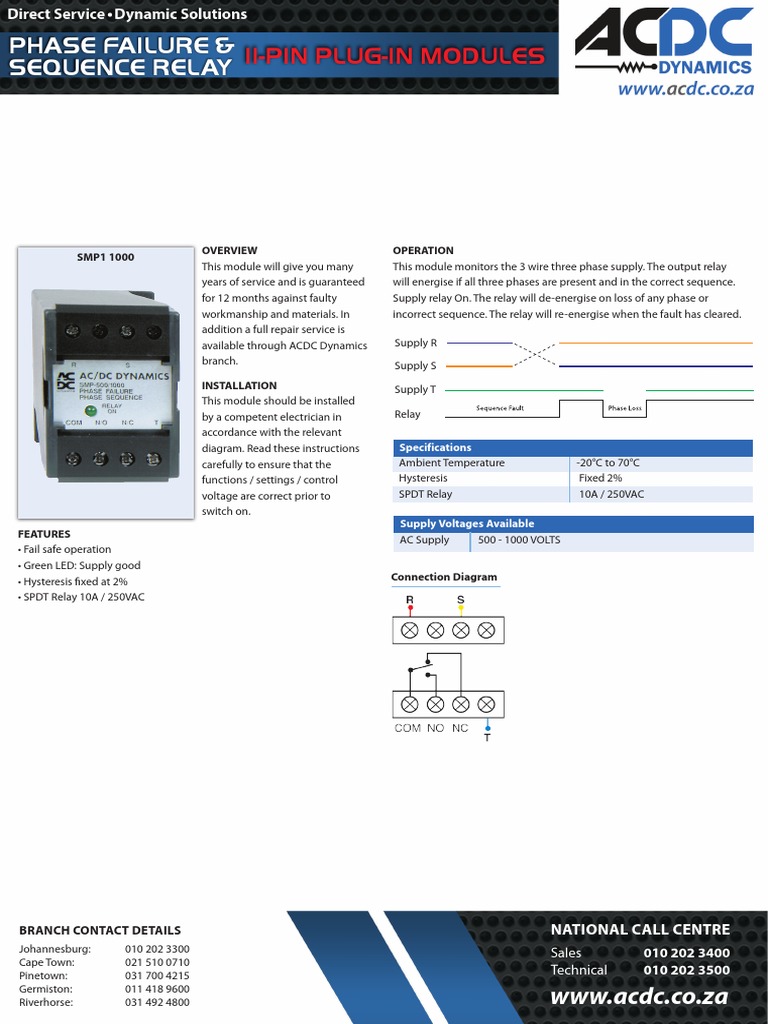 SMP1-1000 Phase Sequence | PDF | Relay | Electronics