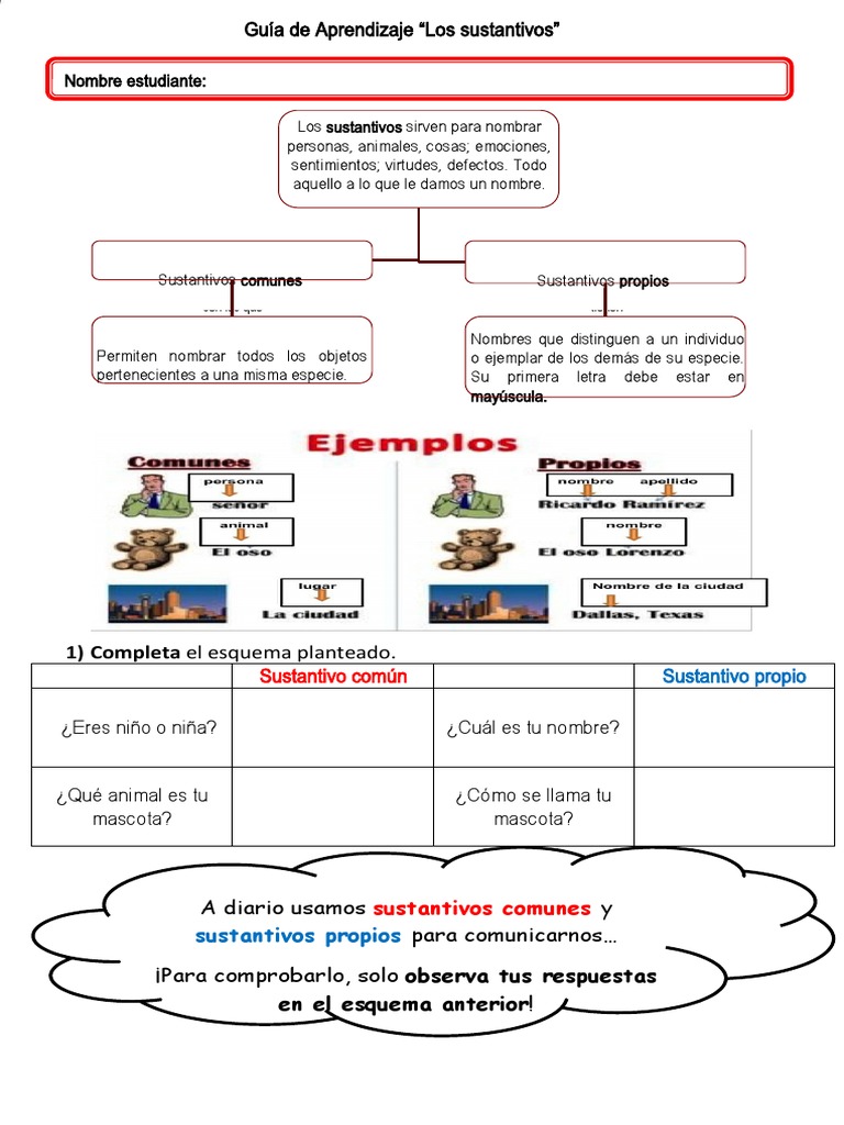 Guía de Sustantivos para Niños | PDF | Sustantivo