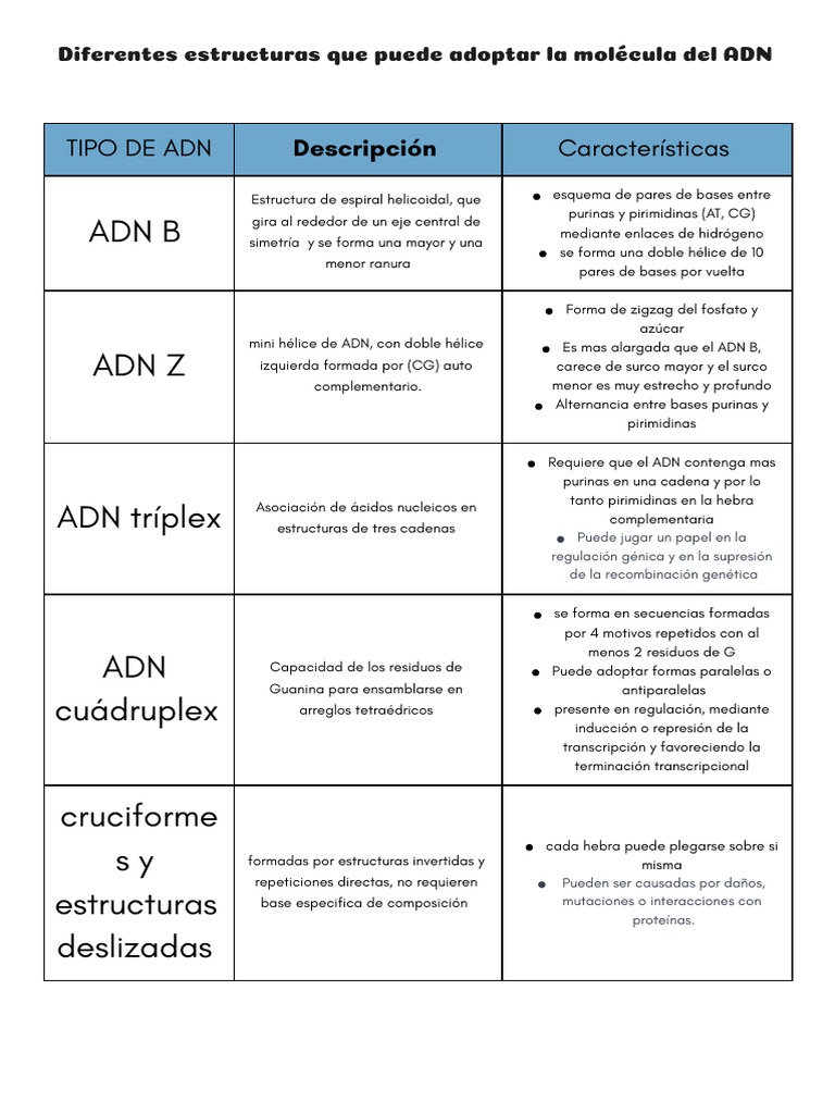 Cuadro Comparativo Diferentes Tipos de ADN | PDF