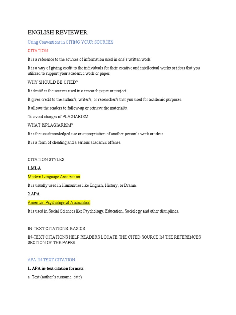 English Reviewer | PDF | Citation | Apa Style