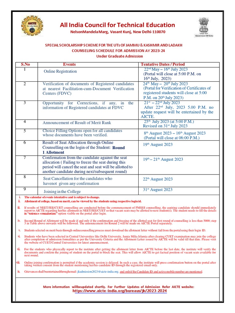 Final Calendar of Events HSC Round 1 As On 070823 | PDF ...