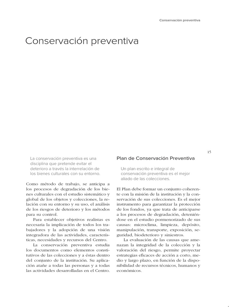 Conservación Preventiva y Plan de Desastres en Archivos y Bibliotecas | PDF
