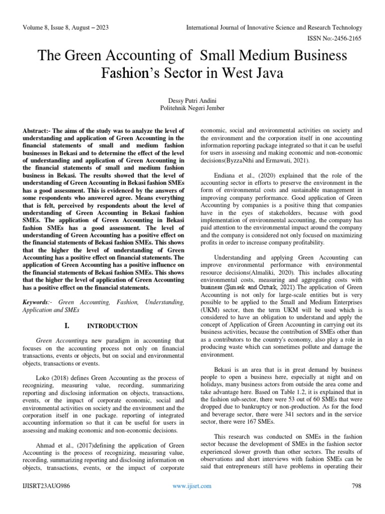 Green Accounting in Bekasi Fashion SMEs | PDF | Linear Regression ...