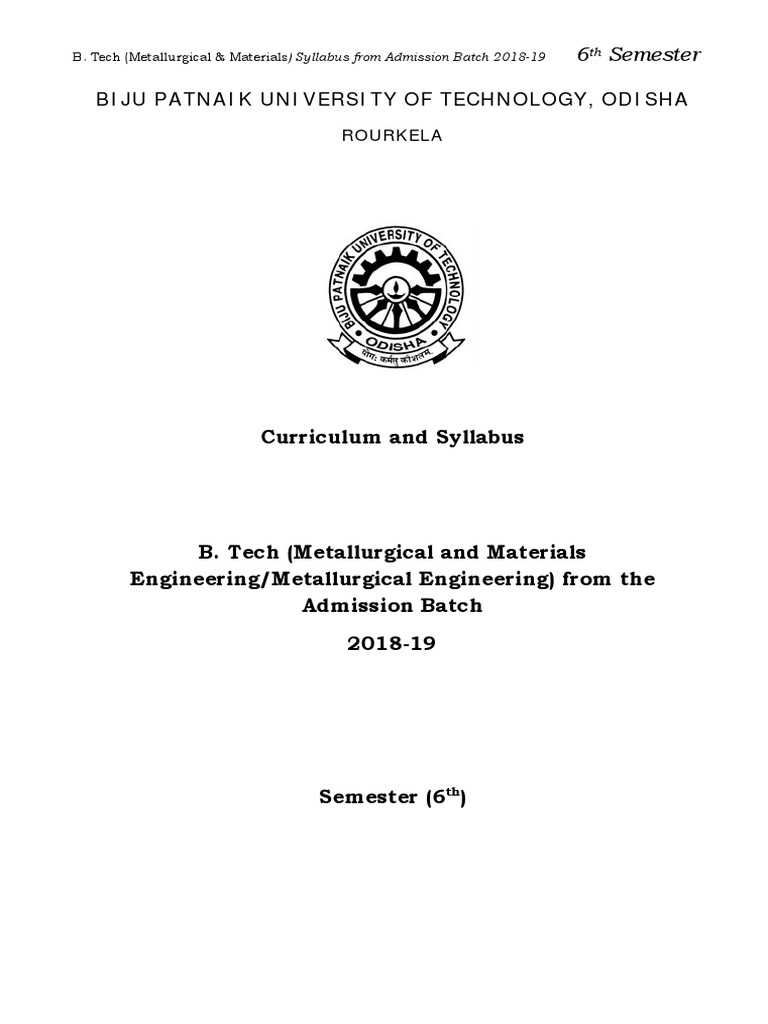 BPUT 6th Sem Metallurgical Syllabus | PDF | Semiconductors | X Ray ...