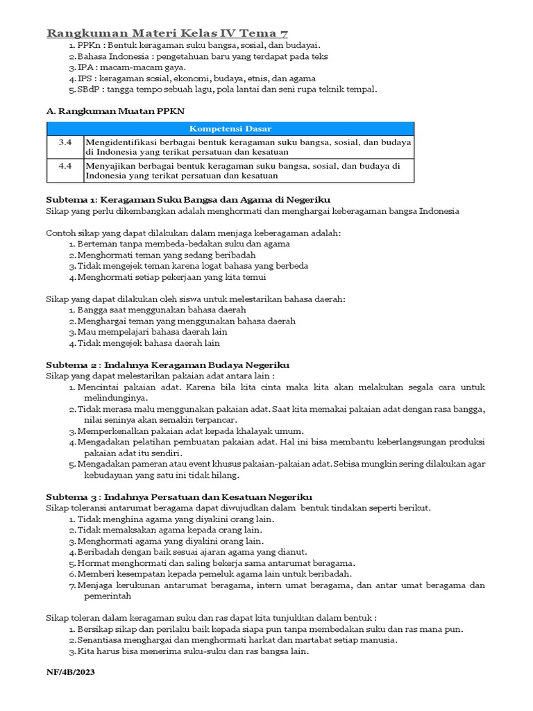 Modul Tema 7 Kelas 4B | PDF
