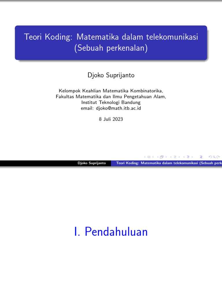 Pengenalan Teori Koding-PM KKMK-2023 | PDF