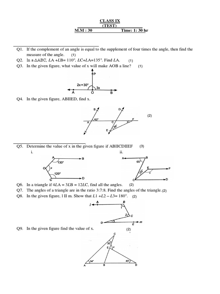 Class 9th Lines and Angles | PDF