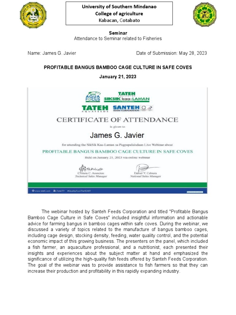 Profitable Bangus Bamboo Cage Culture in Safe Coves | PDF | Aquaculture ...