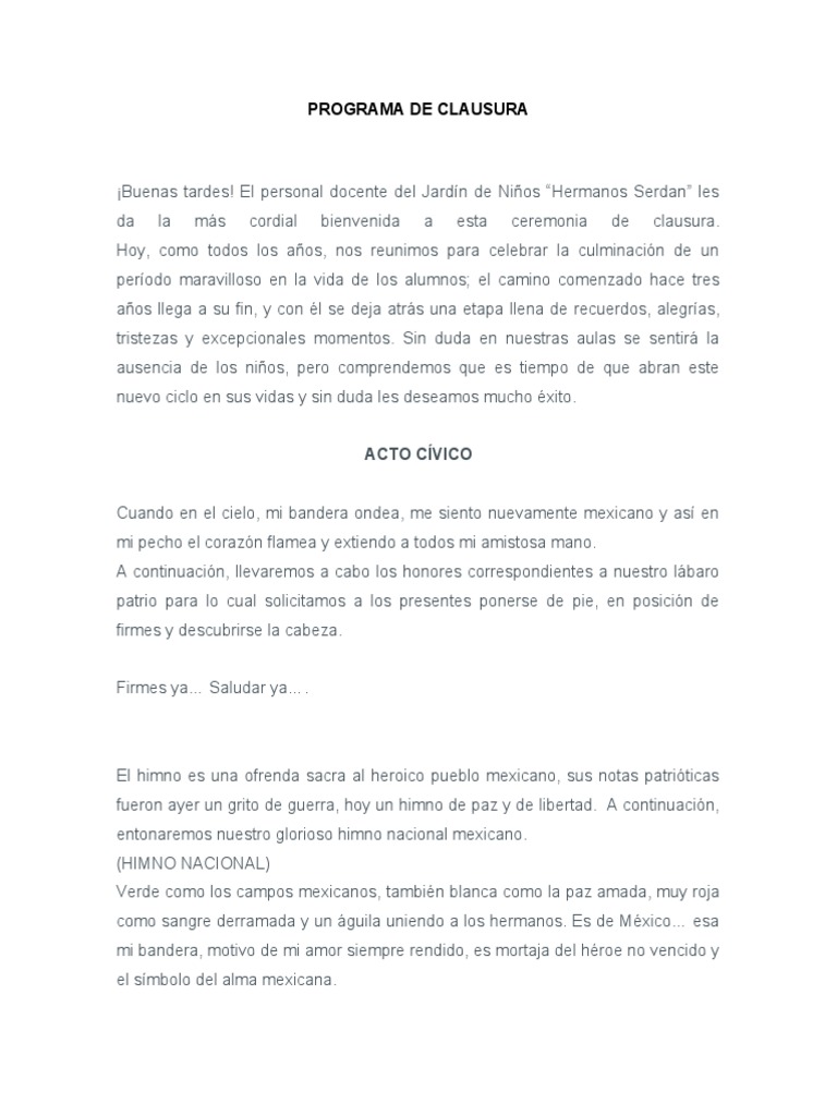 Programa de Clausura | PDF