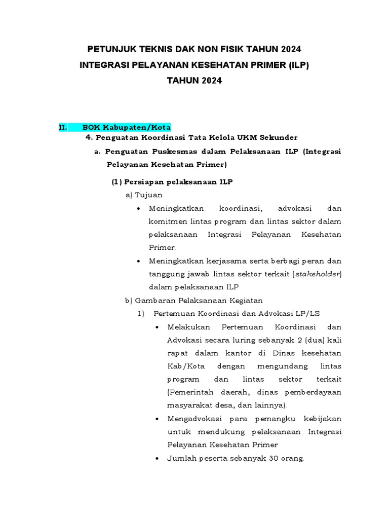 Petunjuk Kegiatan Ilp Pada Dak Non Fisik Tahun 2024 | PDF