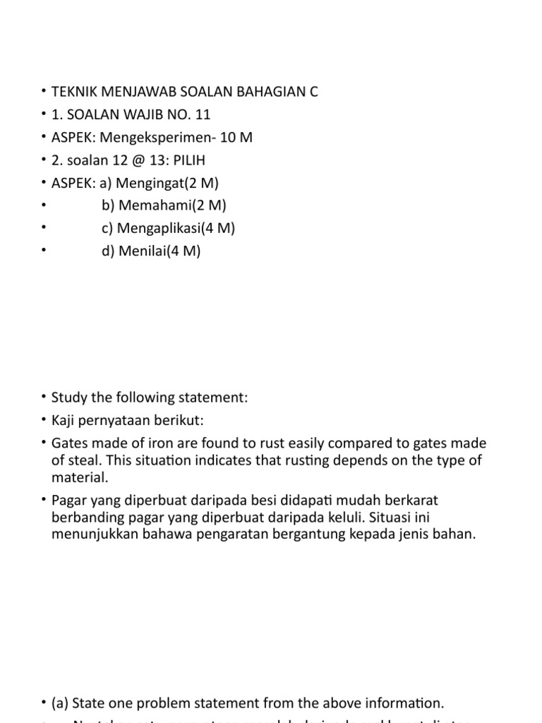 Teknik Jawab Soalan Bahagian C Sains SPM | PDF