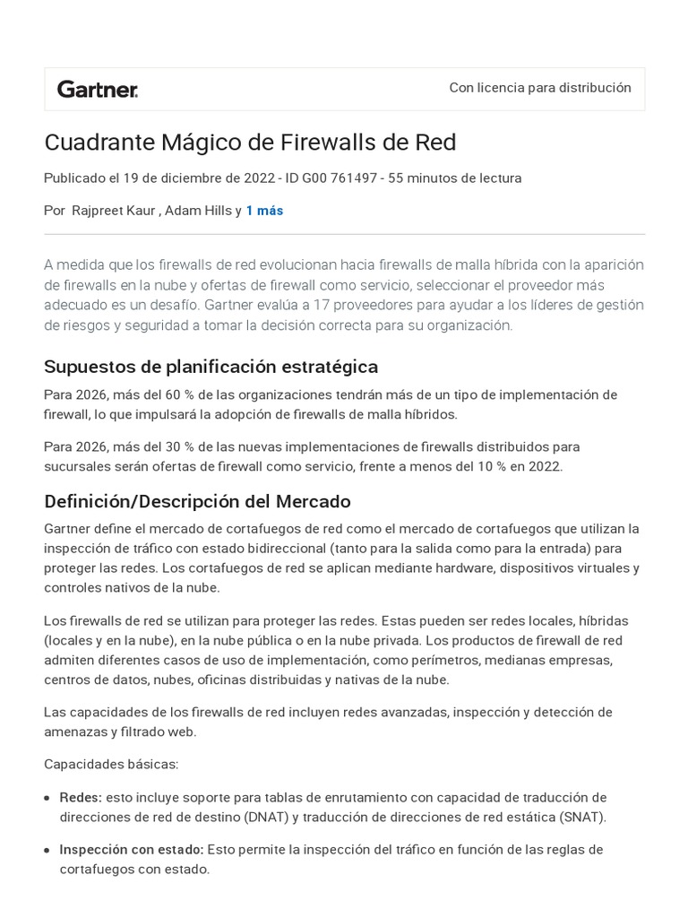 Gartner-Cuadrante Mágico de Firewalls de Red | Descargar gratis PDF | Computación en la nube ...