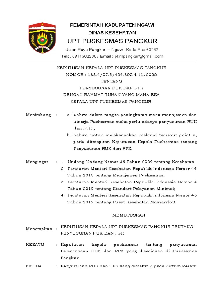 SK Penyusunan Ruk RPK Fix | PDF