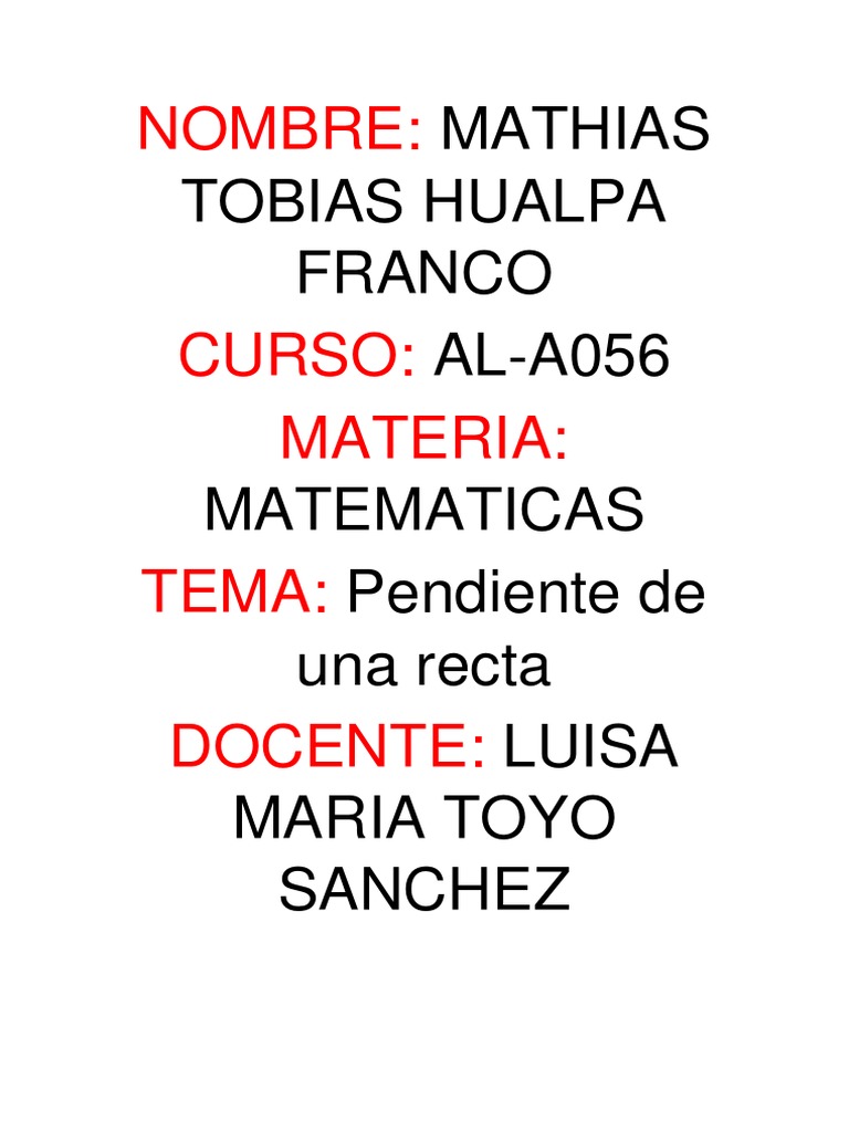 Tarea Virtual 3 Pendiente | PDF | Pendiente | Línea (geometría)