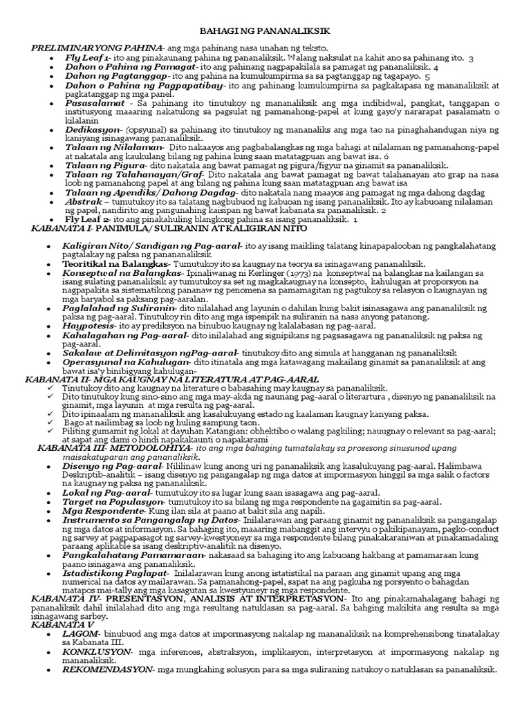 Bahagi Ng Pananaliksik Pdf
