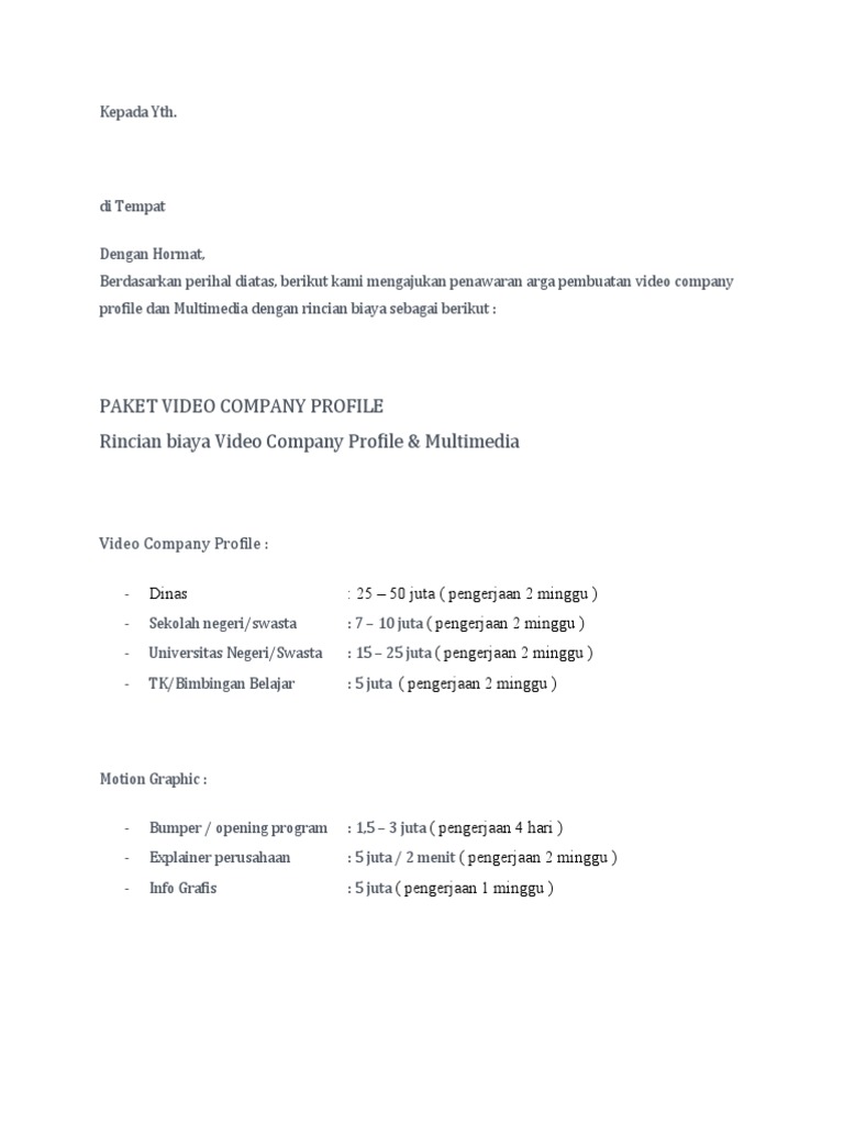 PROPOSAL AUDIO VISUAL Dan MULTIMEDIA | PDF | Bisnis | Teknologi & Rekayasa