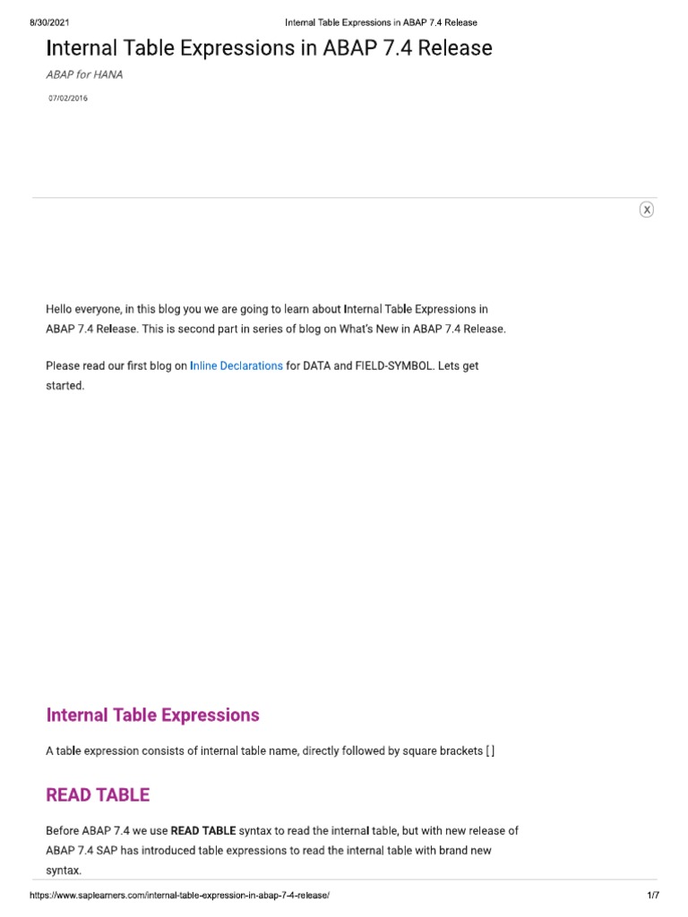 Internal Table | PDF