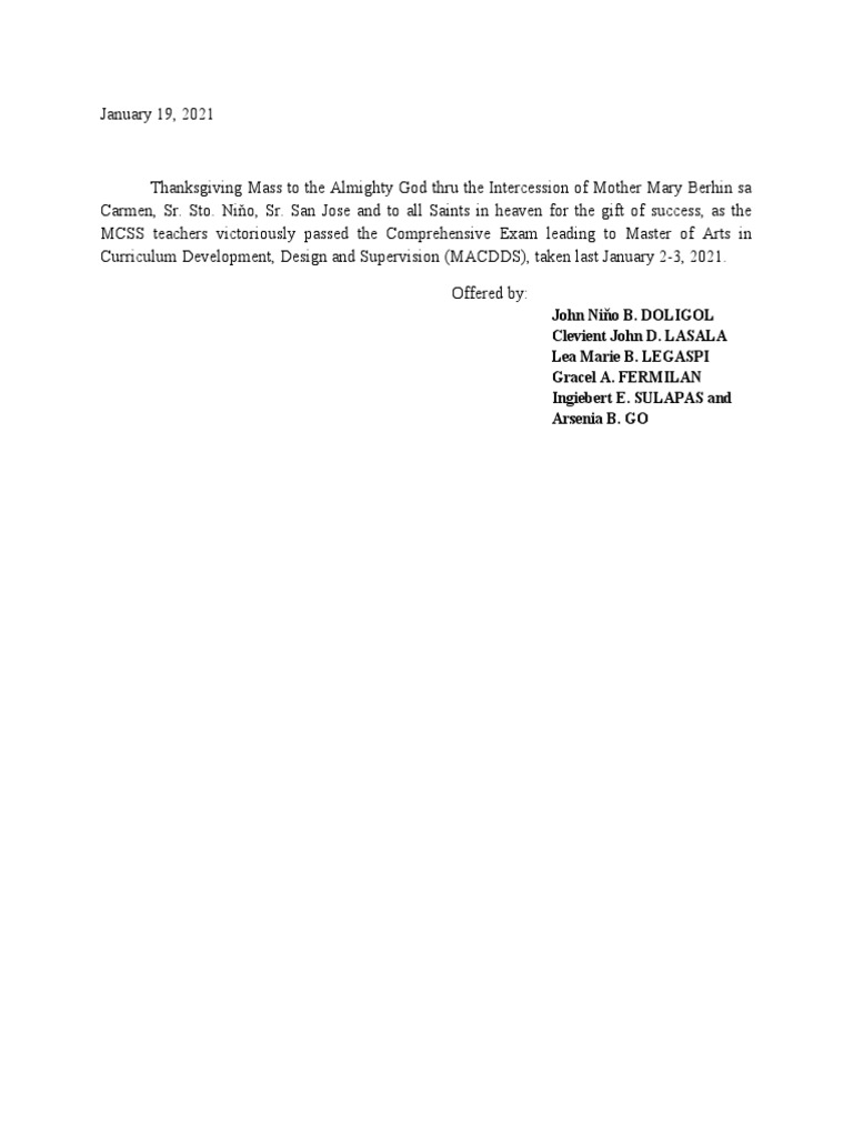 Misa Pasalamat | PDF