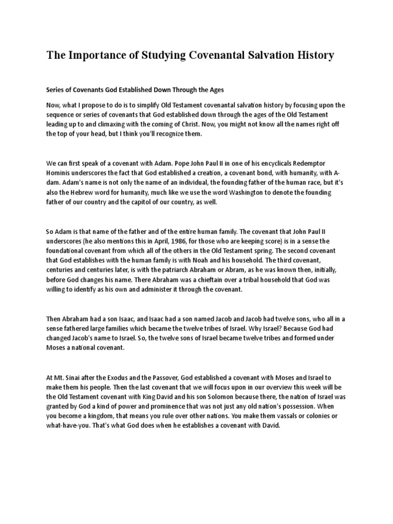 The Importance of Studying Covenantal Salvation History | PDF ...