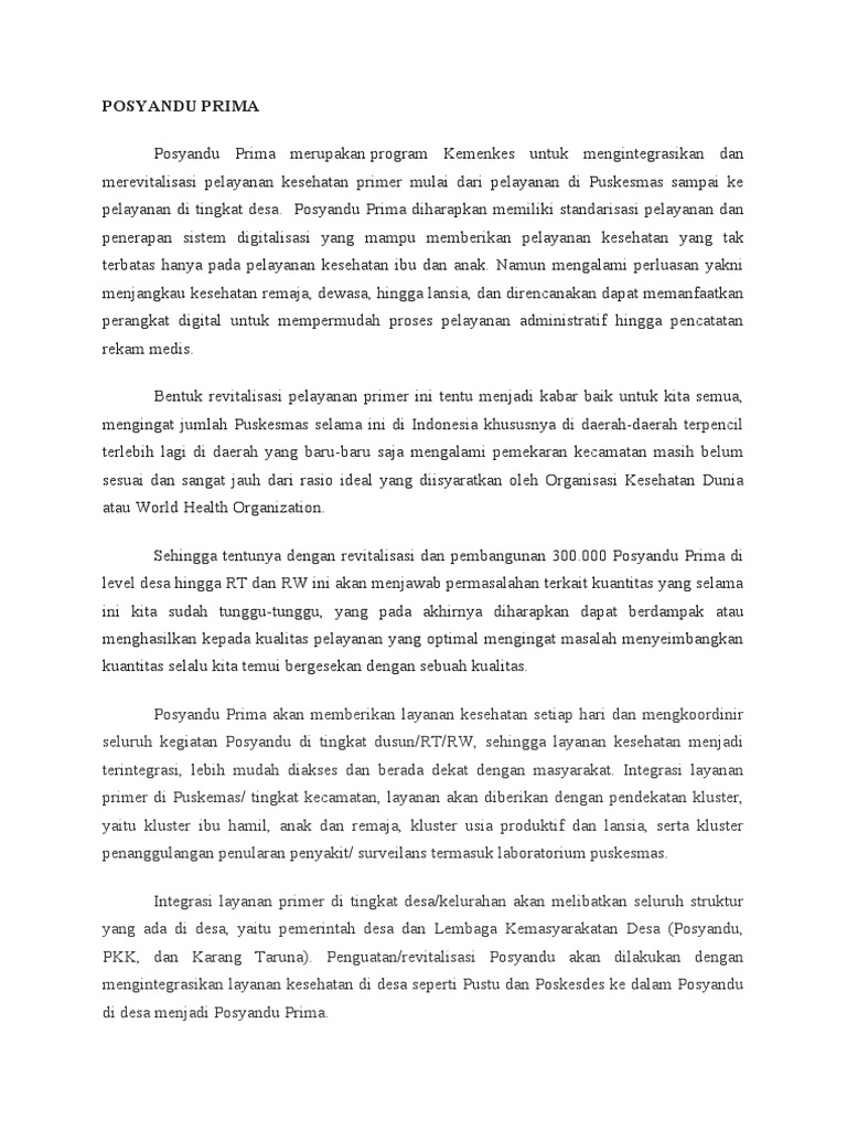 Posyandu Prima | PDF | Ilmu Sosial | Kesehatan Holistik