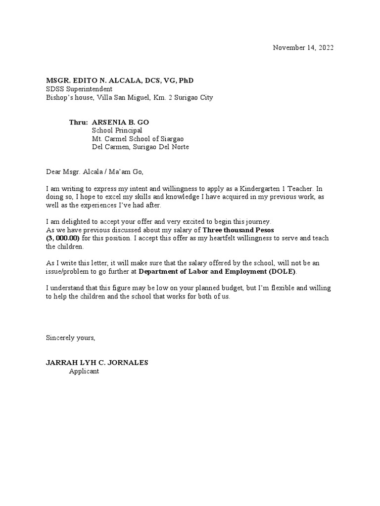 Letter of Intent (Volunteer) | PDF Letter of Intent (Volunteer) | PDF