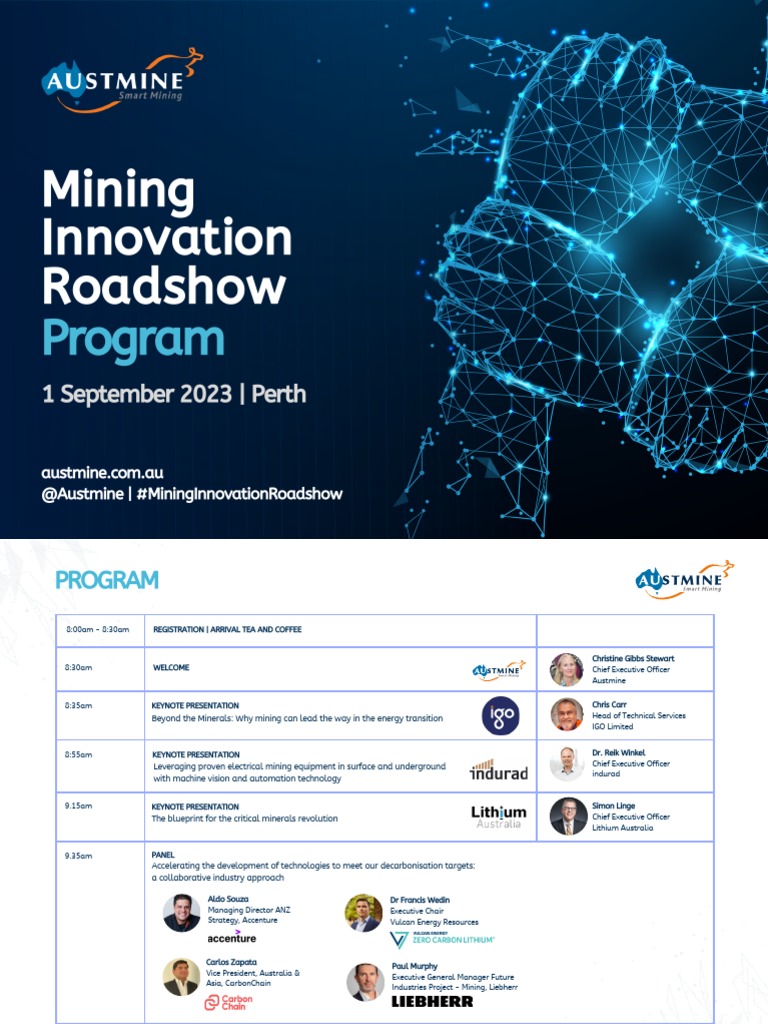Perth Austmine Innovation Roadshow Program 100823 | PDF | Innovation ...