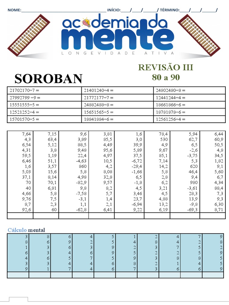 Soroban Revisão 7 | PDF