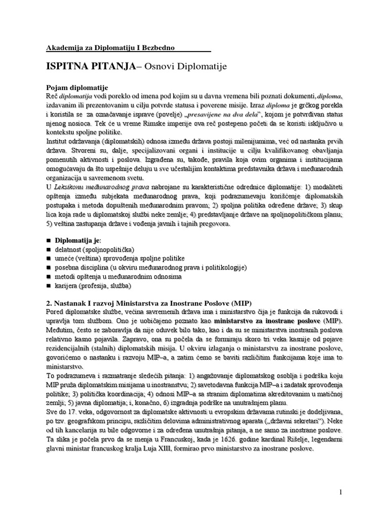 Diplomatija - Scripta !!! | PDF
