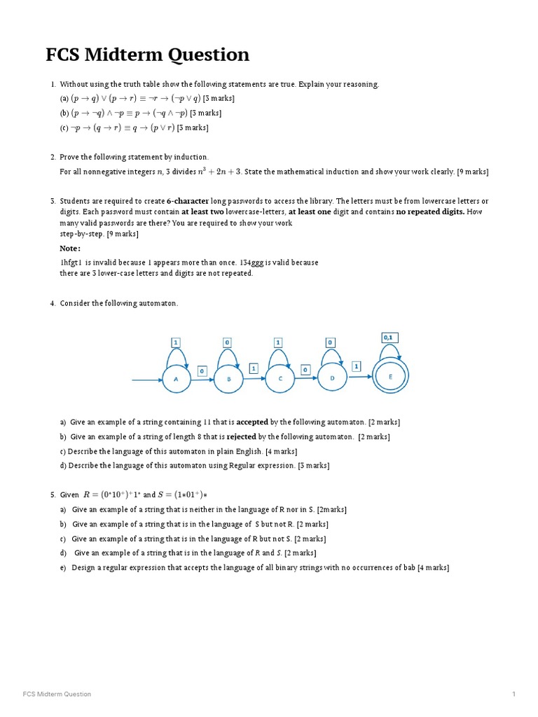 FCS Midterm Exam Questions and Solutions | PDF | Language Arts ...