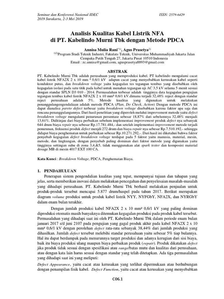 Analisis Kualitas Kabel Listrik NFA | PDF