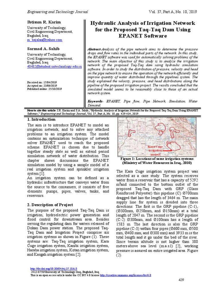 Pipe Line Network Analysis by EPA NET | PDF | Hydrology | Chemical ...