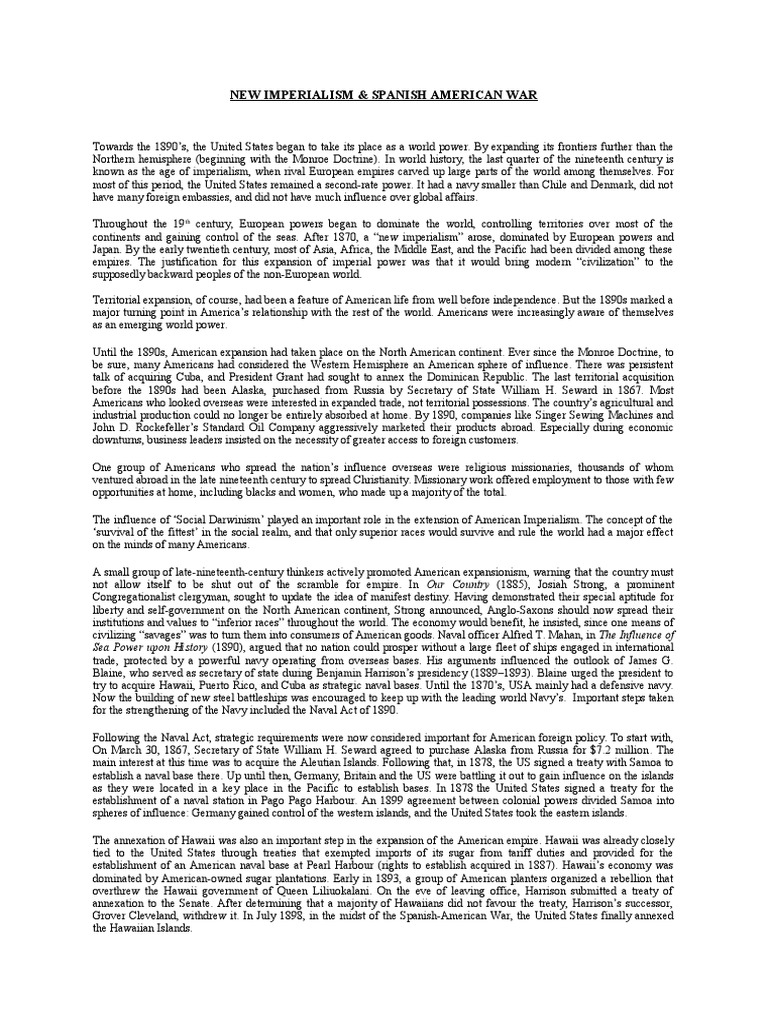 Spanish-American War: A Turning Point in Imperialism | PDF ...