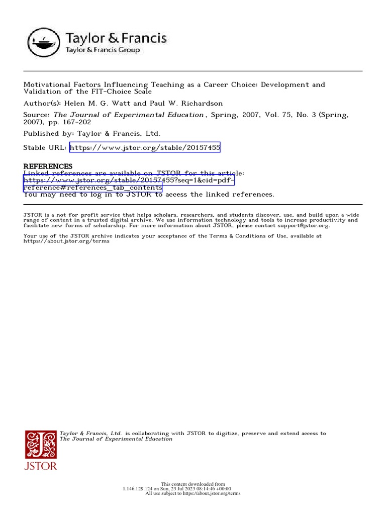 Motivational Factors Influencing Teaching As A Career Choice ...