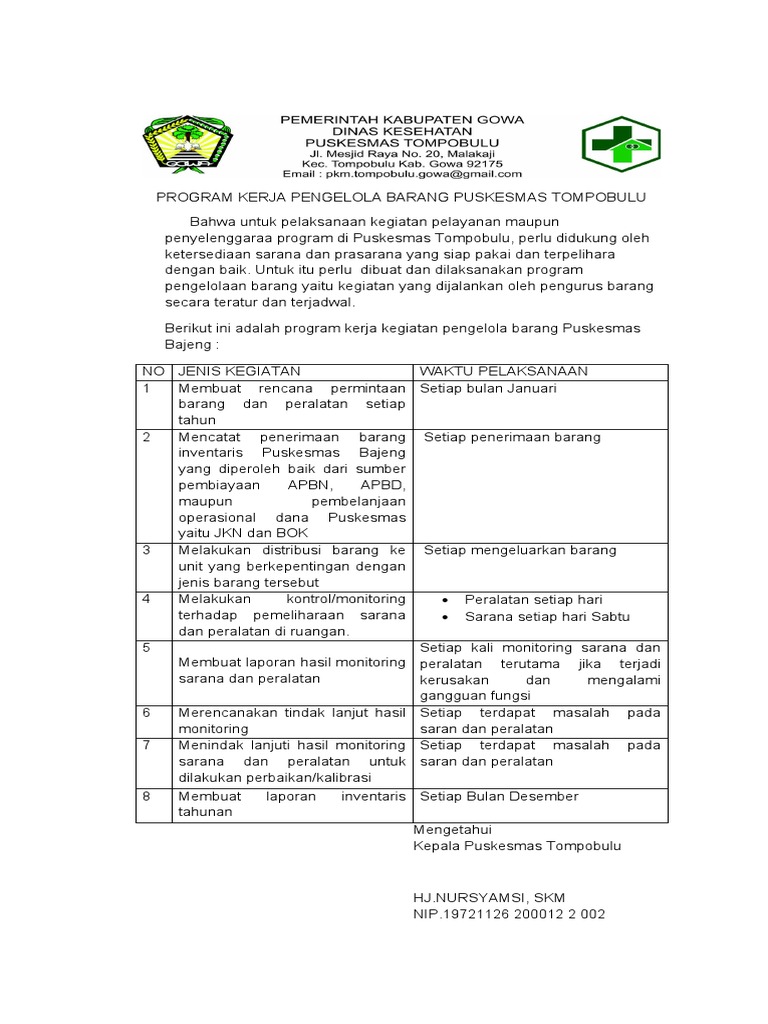 EP 2.6.1.3a PROGRAM KERJA PENGELOLA BARANG | PDF