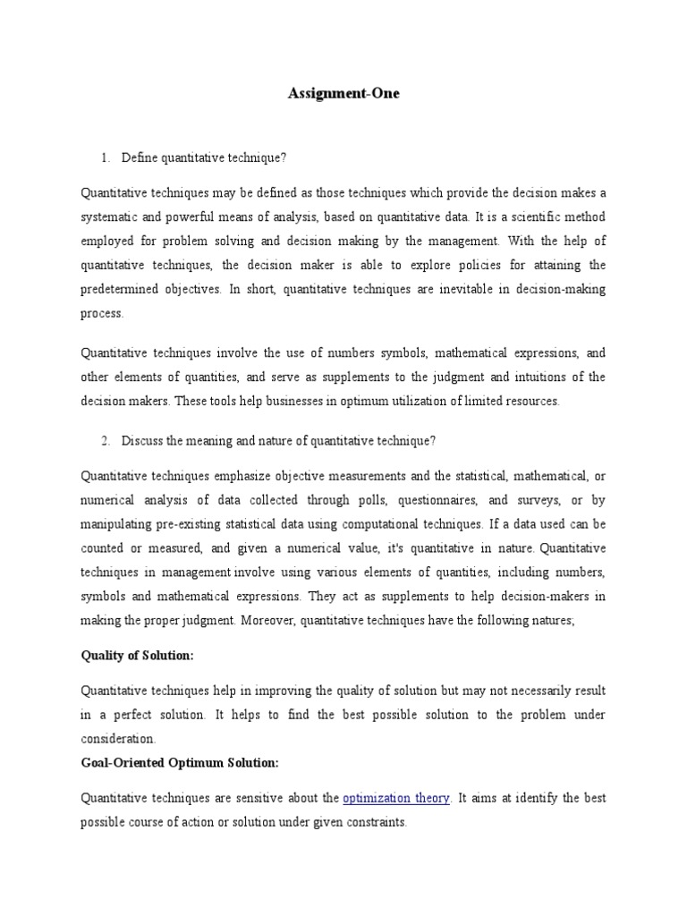 Quantitative Tec Assignment 1 | PDF | Quantitative Research | Operations Research