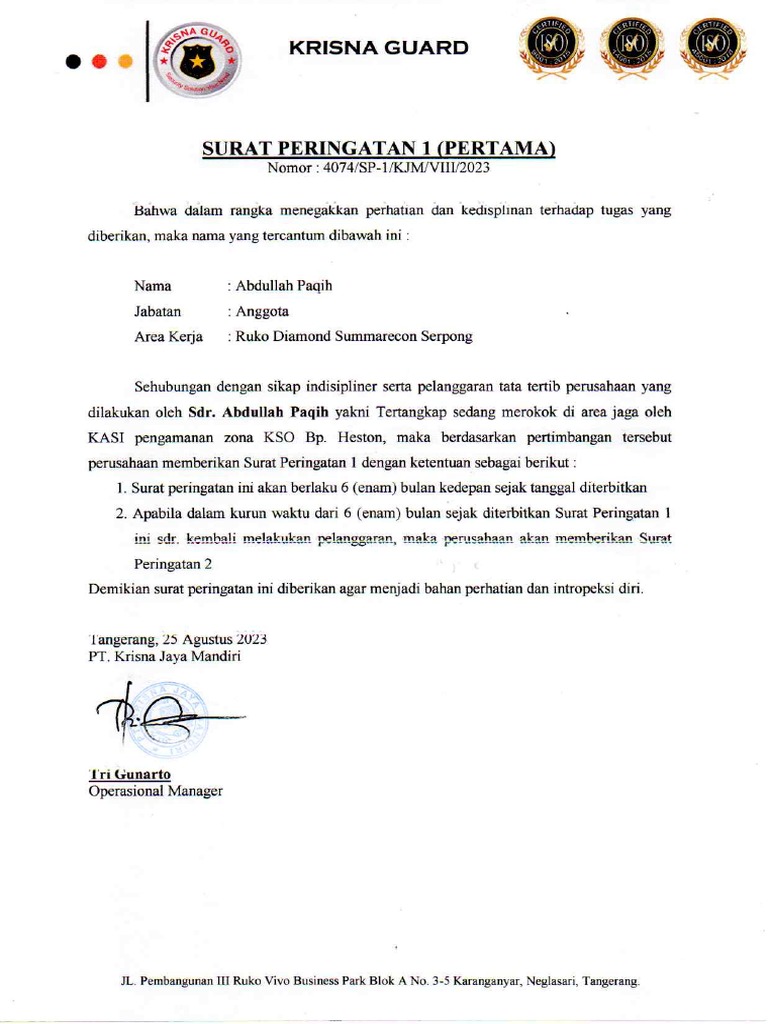 Surat Peringatan | PDF