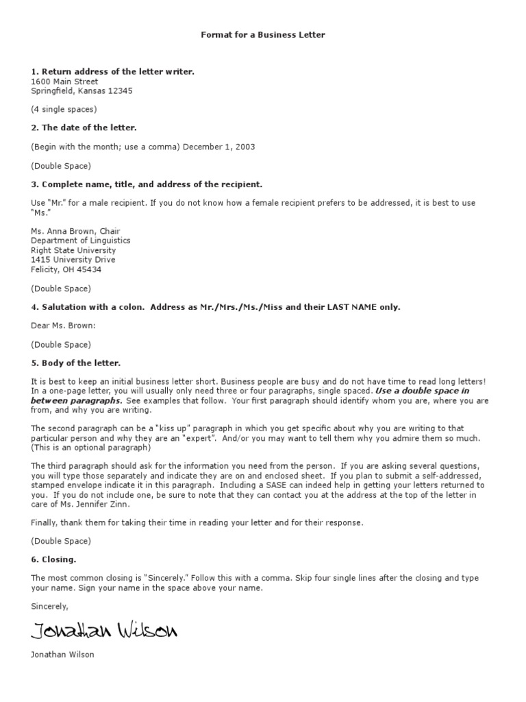 Business Letter Formatting Guide | PDF | Written Communication | Writing