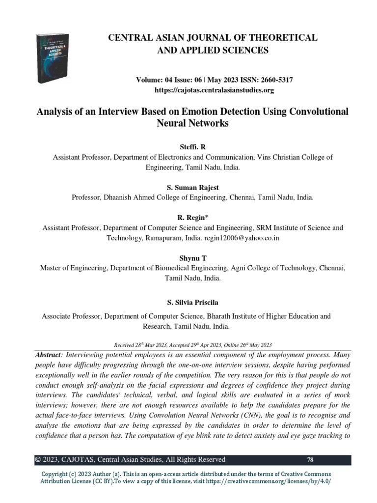 Analysis of An Interview Based On Emotion Detection Using Convolutional Neural Networks | PDF ...