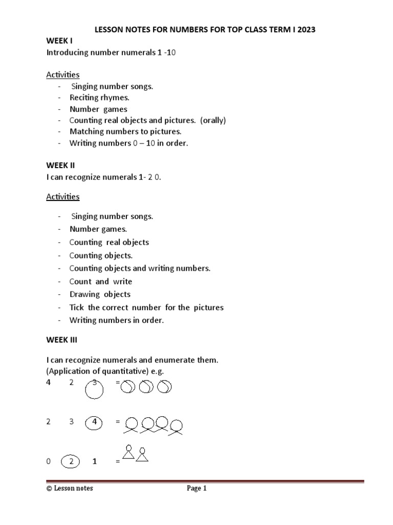 3 Lesson Notes For Top For Number | PDF | Mathematics