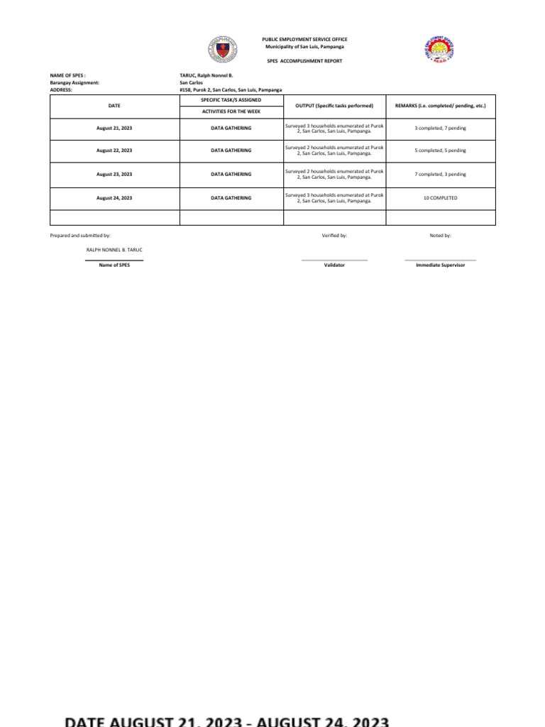 SPES Accomplishment Report: August 2023 | PDF | Computing
