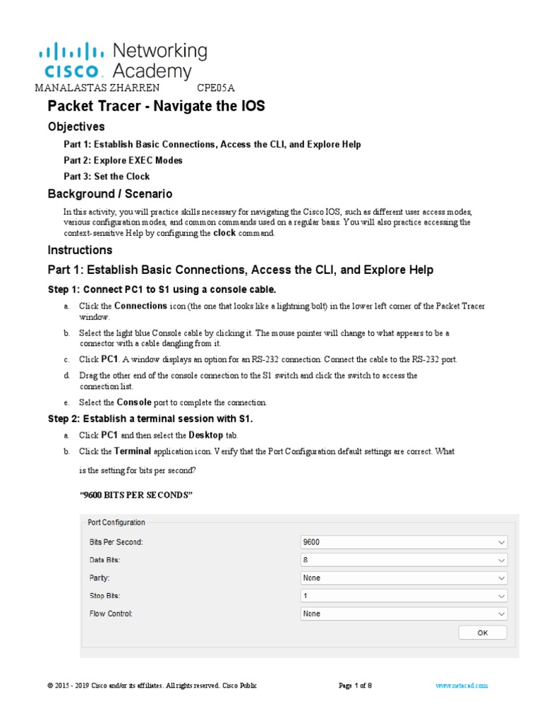 2.3.7-Packet-Tracer - Navigate-The-Ios | PDF | Command Line Interface | Computer Architecture