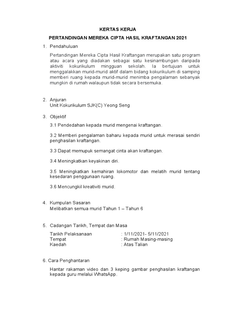 Pertandingan Mereka Cipta 2021 | PDF