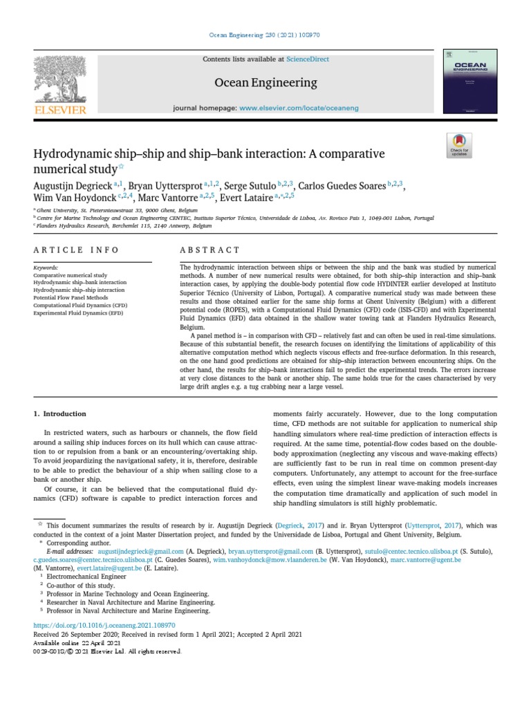Hydrodynamic Ship Ship and Ship Bank Interaction | PDF